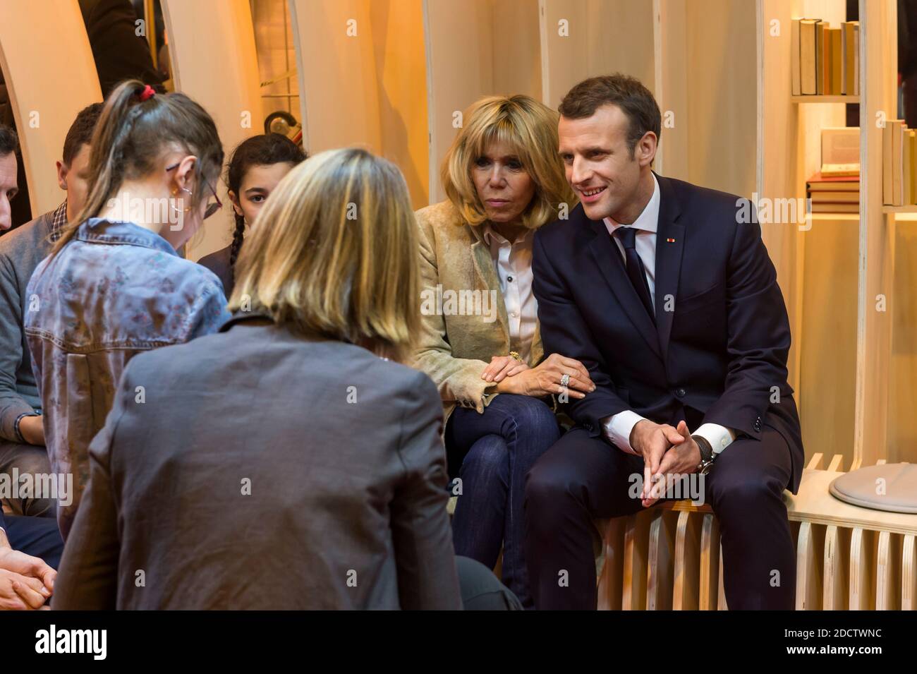 French President Emmanuel Macron and his wife Brigitte attend the Paris ...