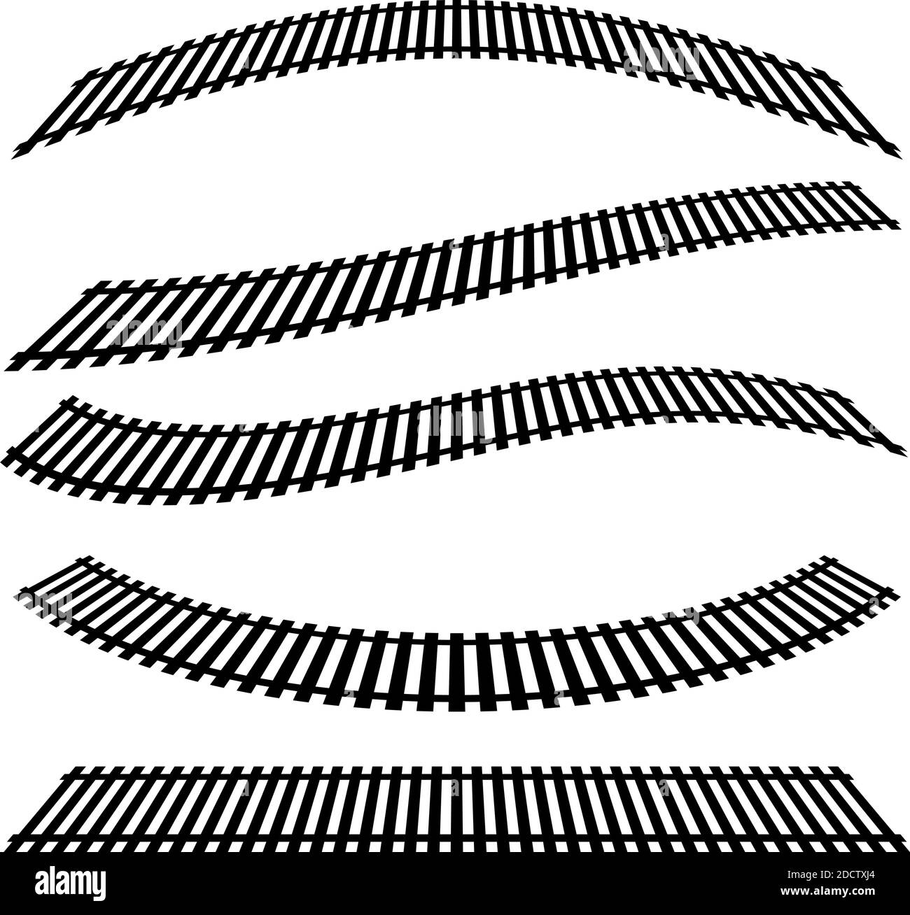 Railroad, Train track, Railway contour, silhouette vector. Tramway ...