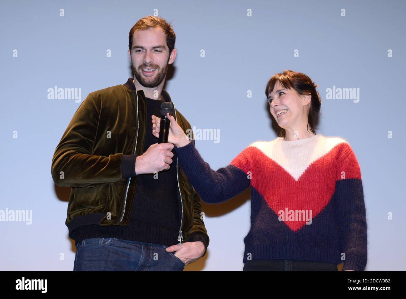 Clement Lepoutre et Clementine Poidatz assistent a la presentation du ...