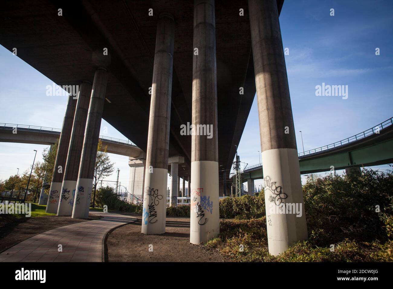 access roads to the Zoo bridge in the district Kalk, Cologne, Germany ...