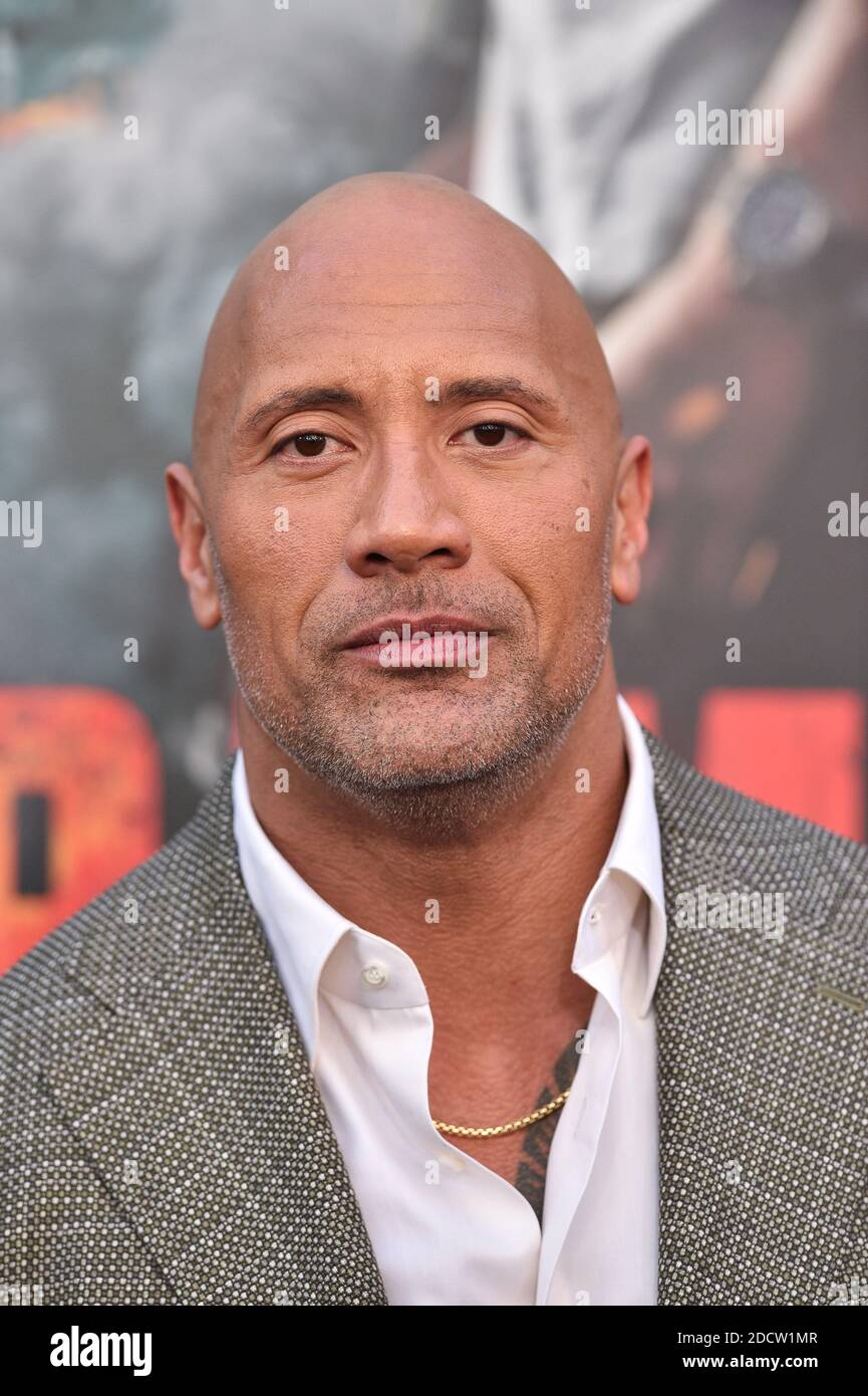 Dwayne Johnson attends the premiere of Warner Bros. Pictures Rampage at ...