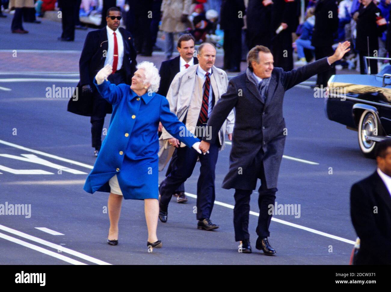 United States President George H.W. Bush and first lady Barbara Bush ...