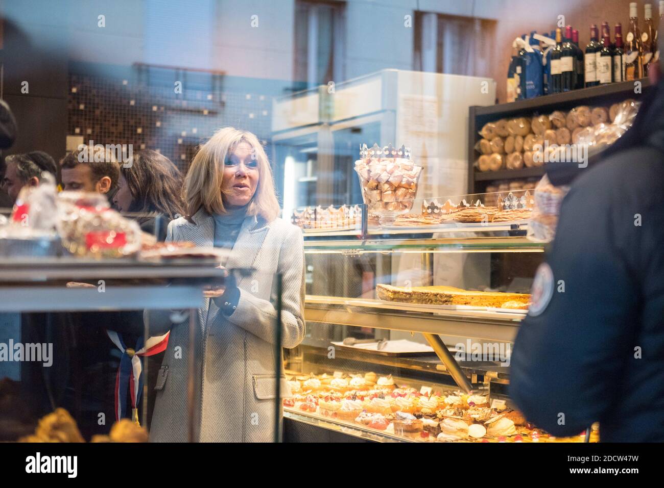 French President Emmanuel Macron and His wife Brigitte Macron in a ...