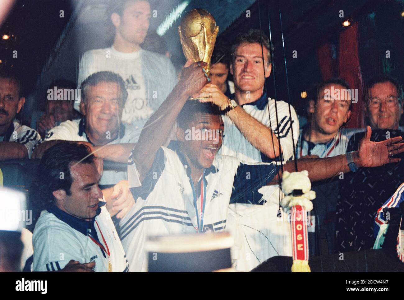 France's teammates Alain Boghossian, Marcel Dessailly and Didier ...
