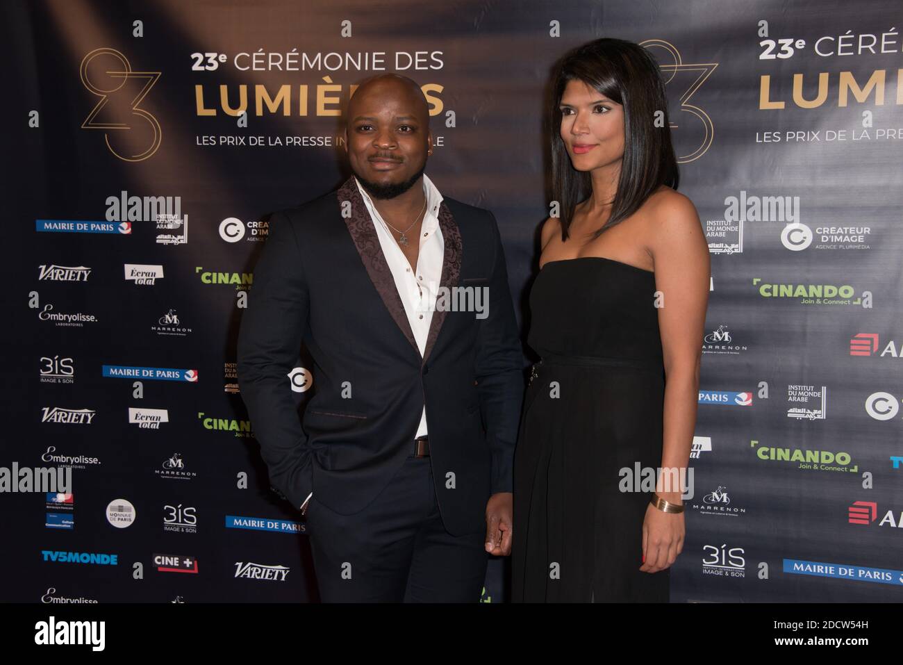 Frederic Bukole, Nidhya Paliakara attending the 23rd Lumieres Award ...