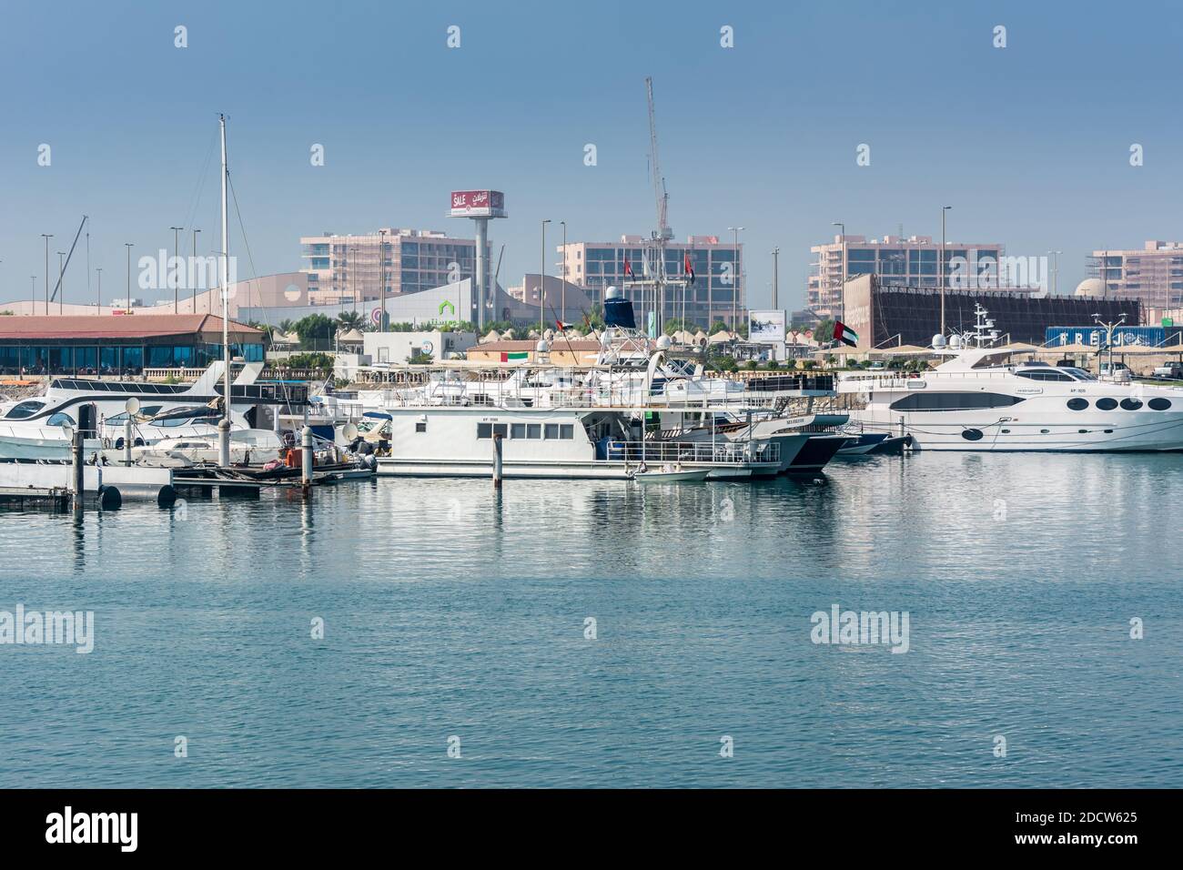 Yachts parking at the harbor in Abu Dhabi, United Arab Emirates Stock ...