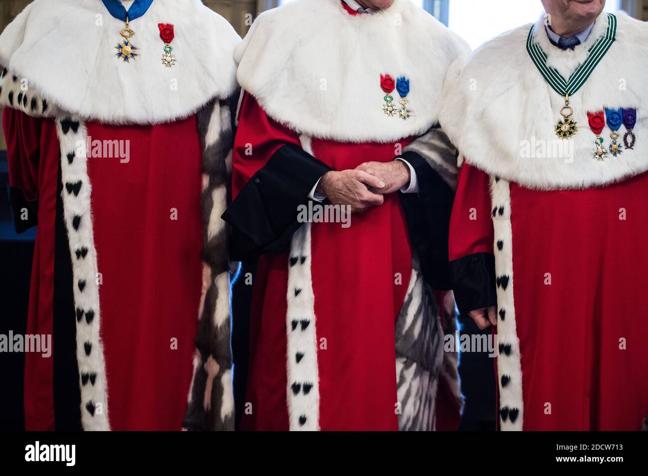 Illustrations of magistrates during a ceremony at The Cour de Cassation ...