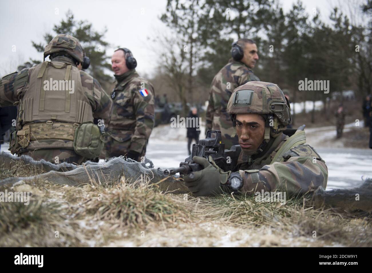 Illustration army during a military exercise (with French President ...