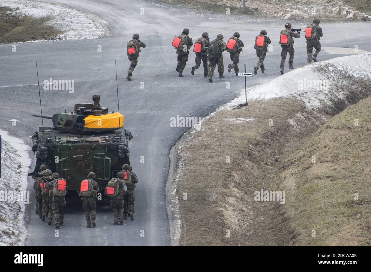 Illustration army during a military exercise (with French President ...