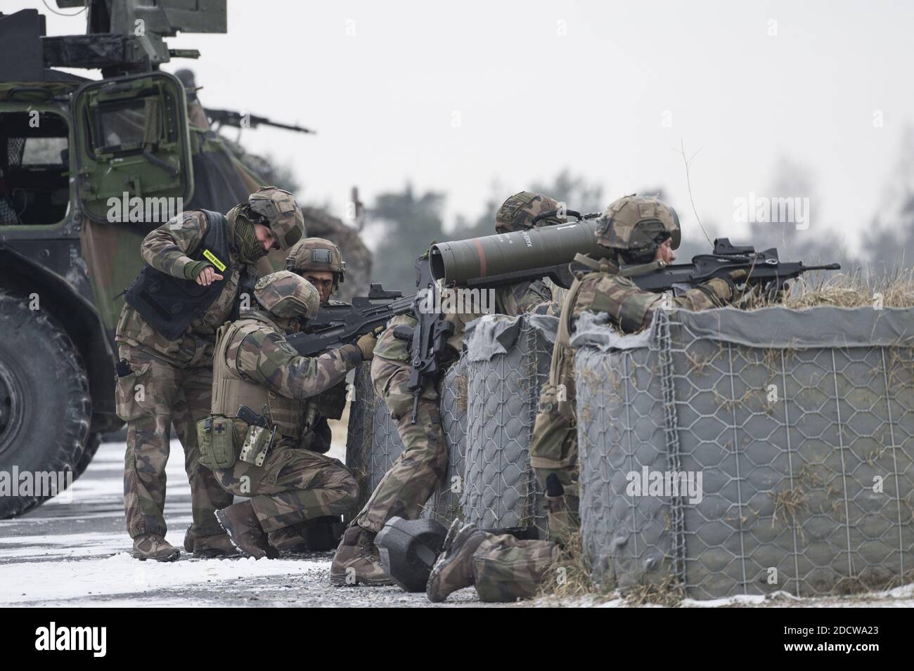 Illustration army during a military exercise (with French President ...