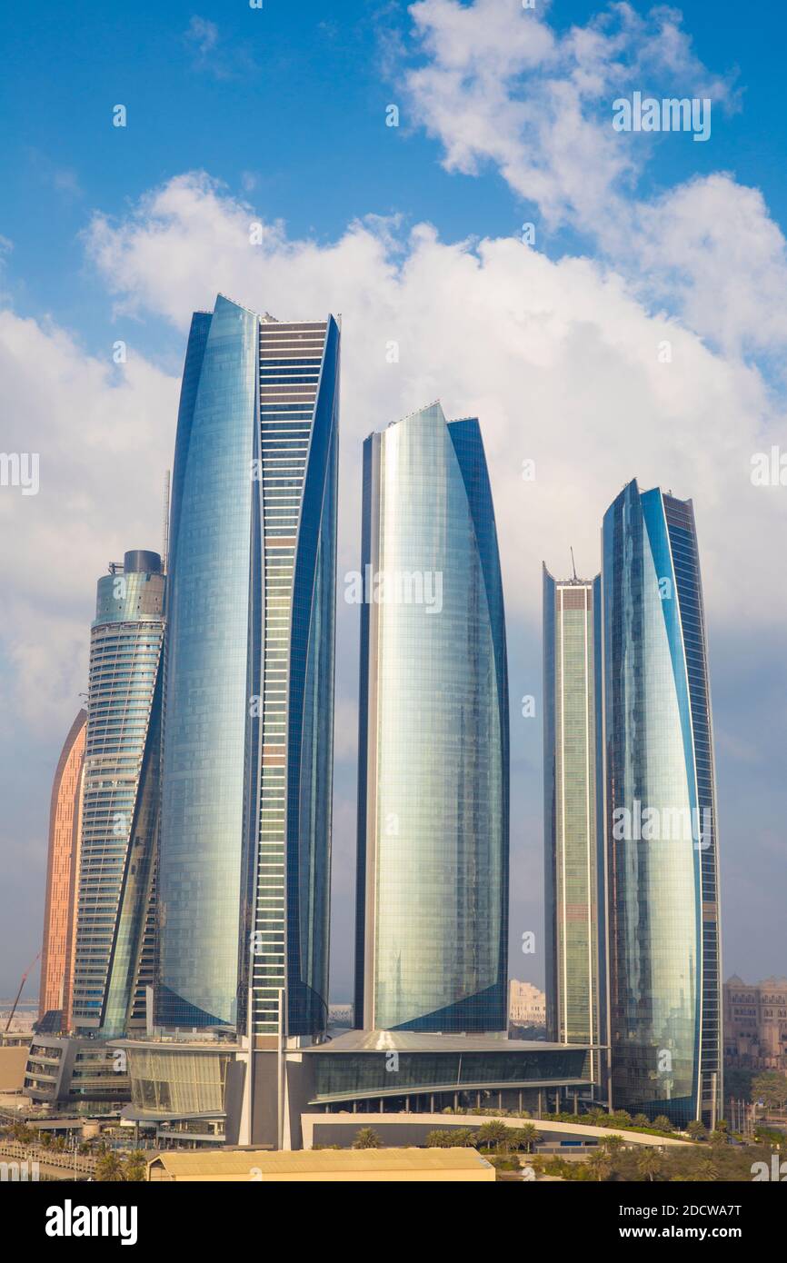 United Arab Emirates, Abu Dhabi, United View of Etihad Towers Stock ...