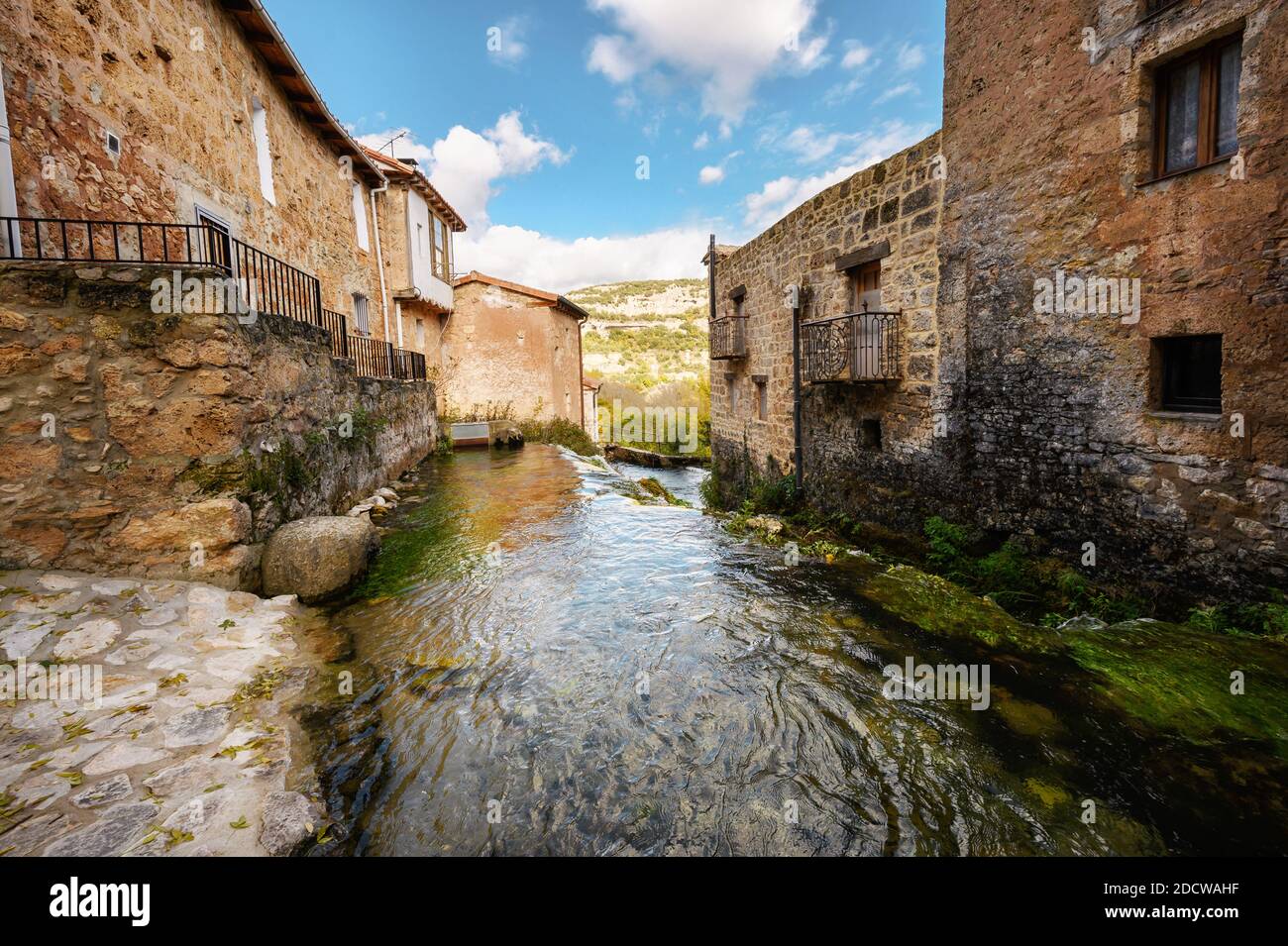 Picturesque Village Orbaneja Del Castillo in Burgos, Castilla Leon ...