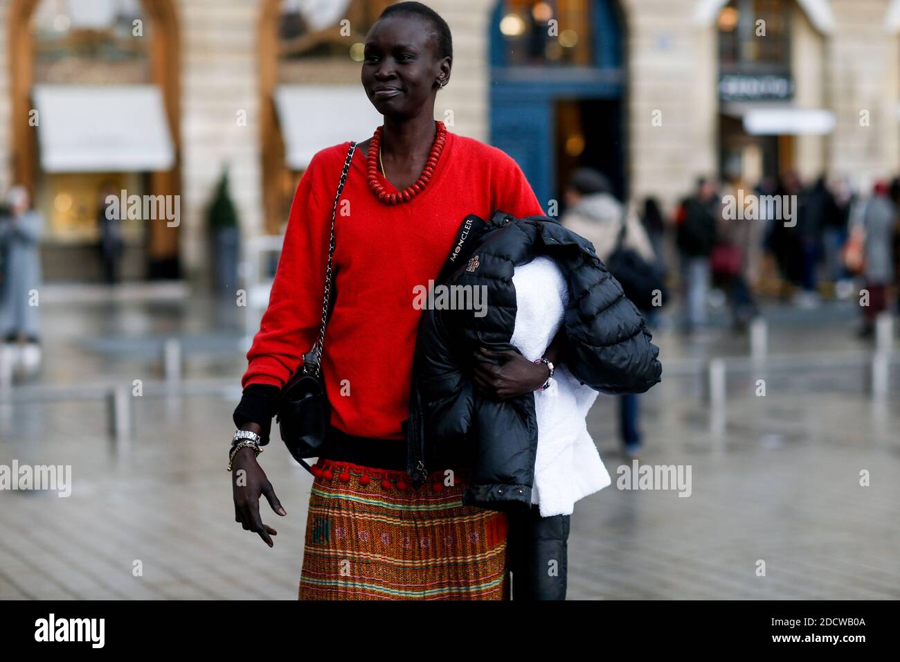Street style, Alek Wek model after Schiaparelli Spring-Summer 2018 ...