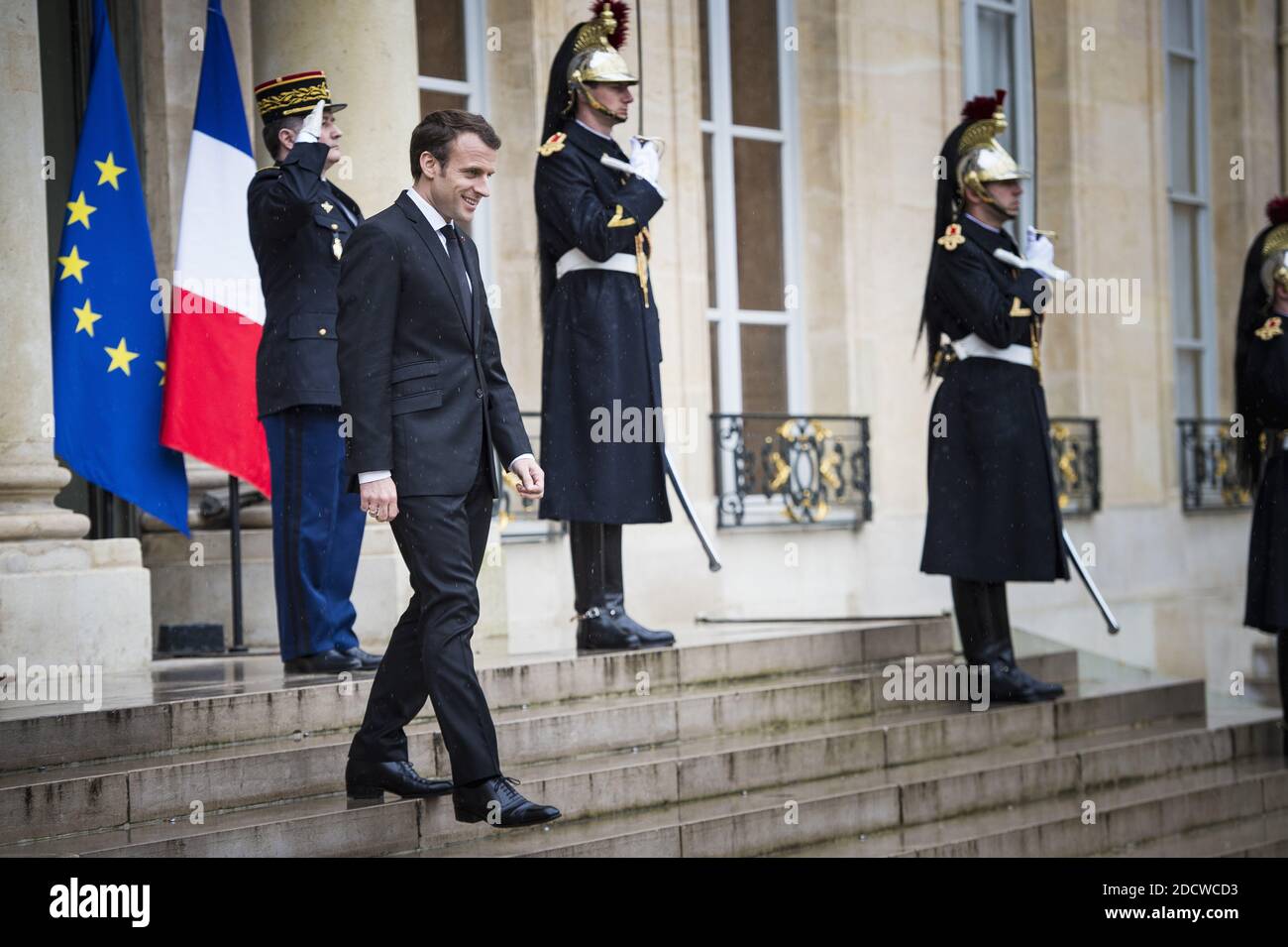 French President Emmanuel Macron at Elysee Palace in Paris, France, on ...
