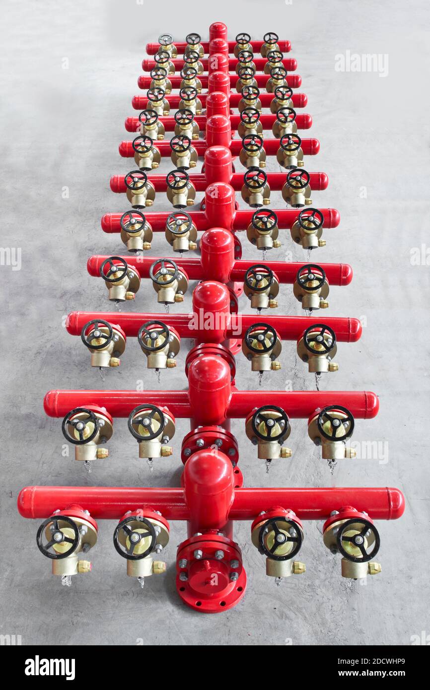 The factory produces a large number of fire hydrants. red fire hydrant ...
