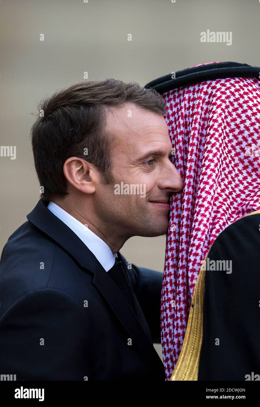 French President Emmanuel macron and the crown prince of Saudi Arabia ...