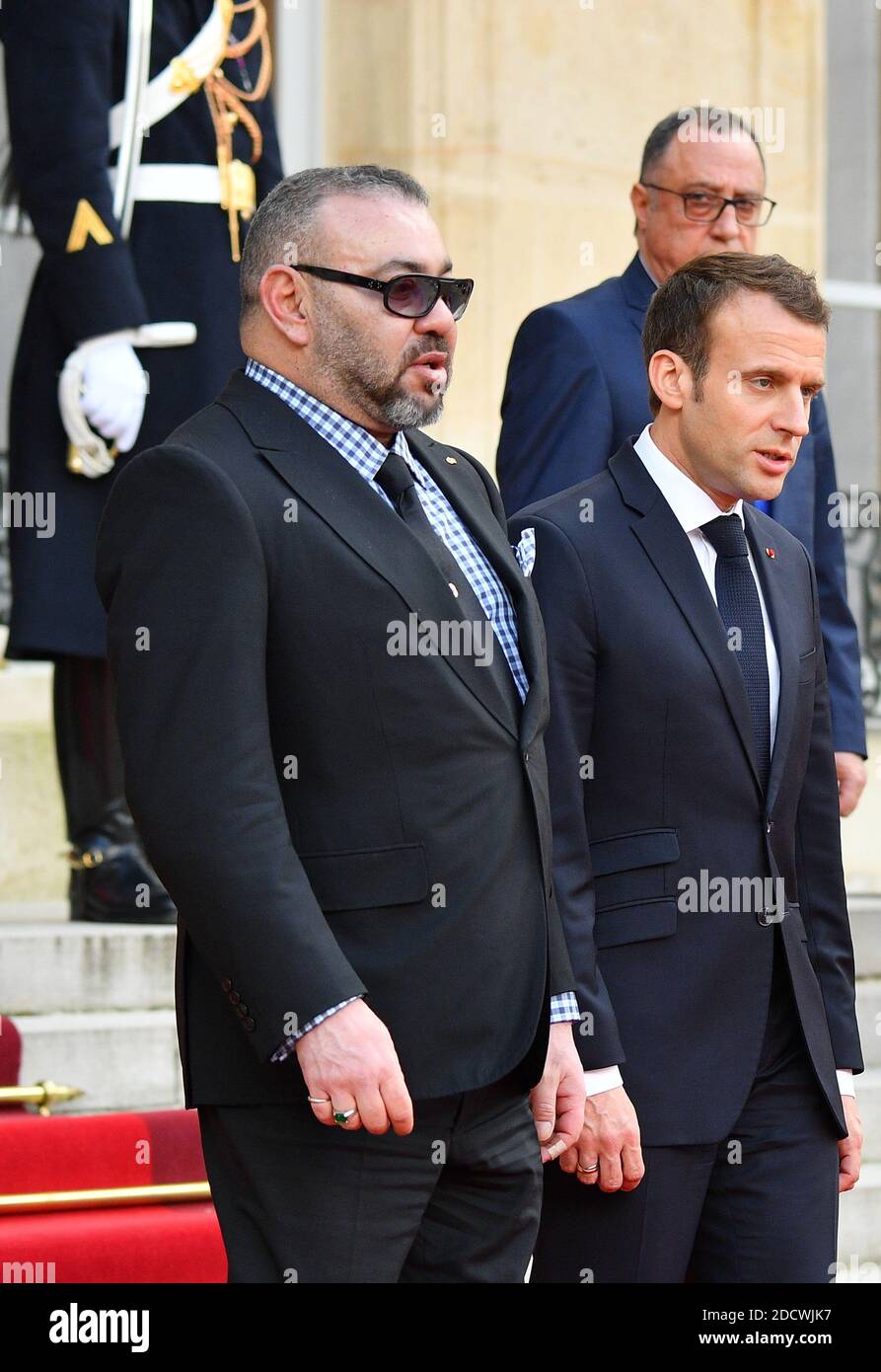 French President Emmanuel Macron receives the King of Morocco Mohammed ...