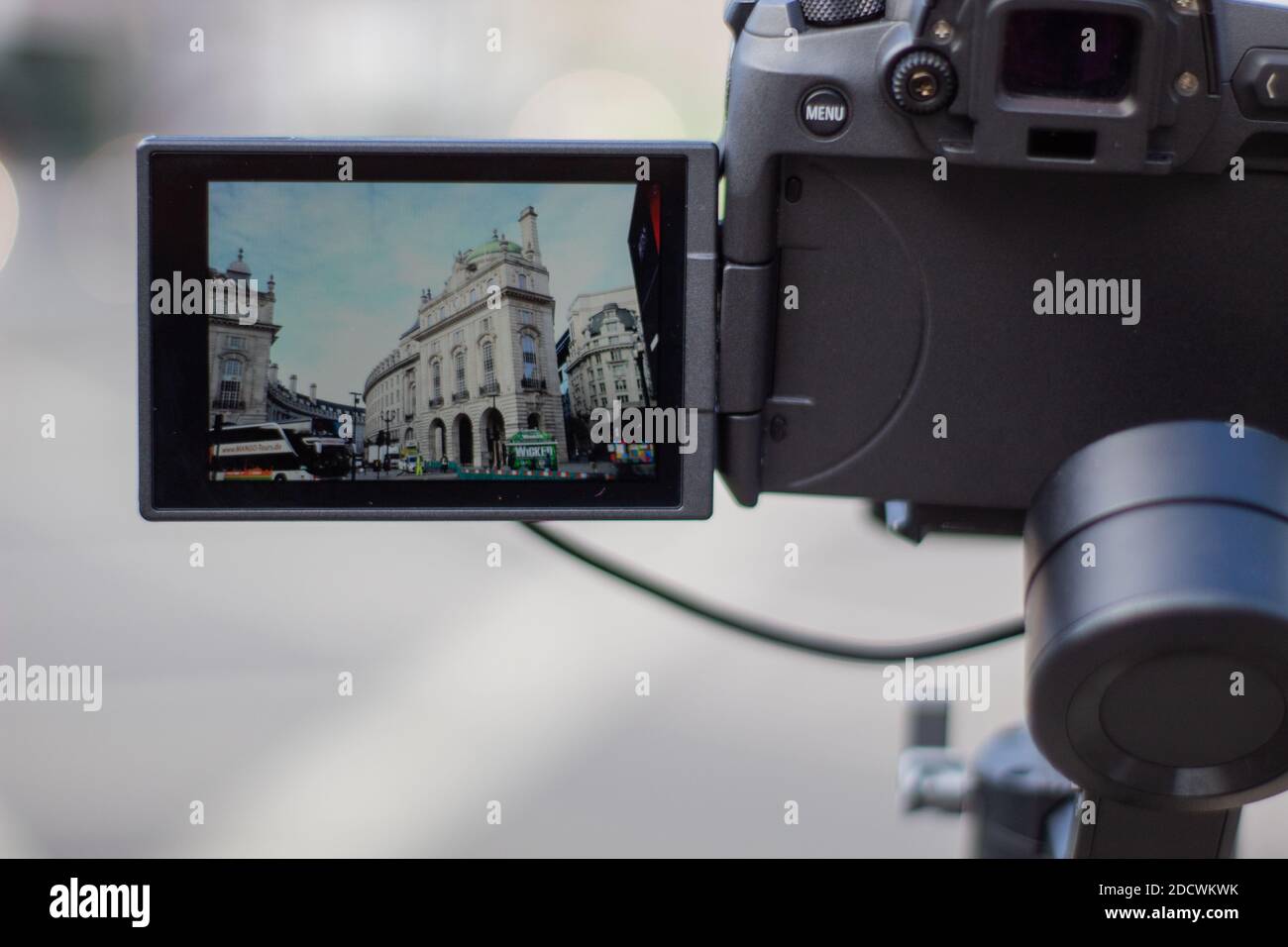 Camera recording the white buildings from Piccadilly Circus Stock Photo ...