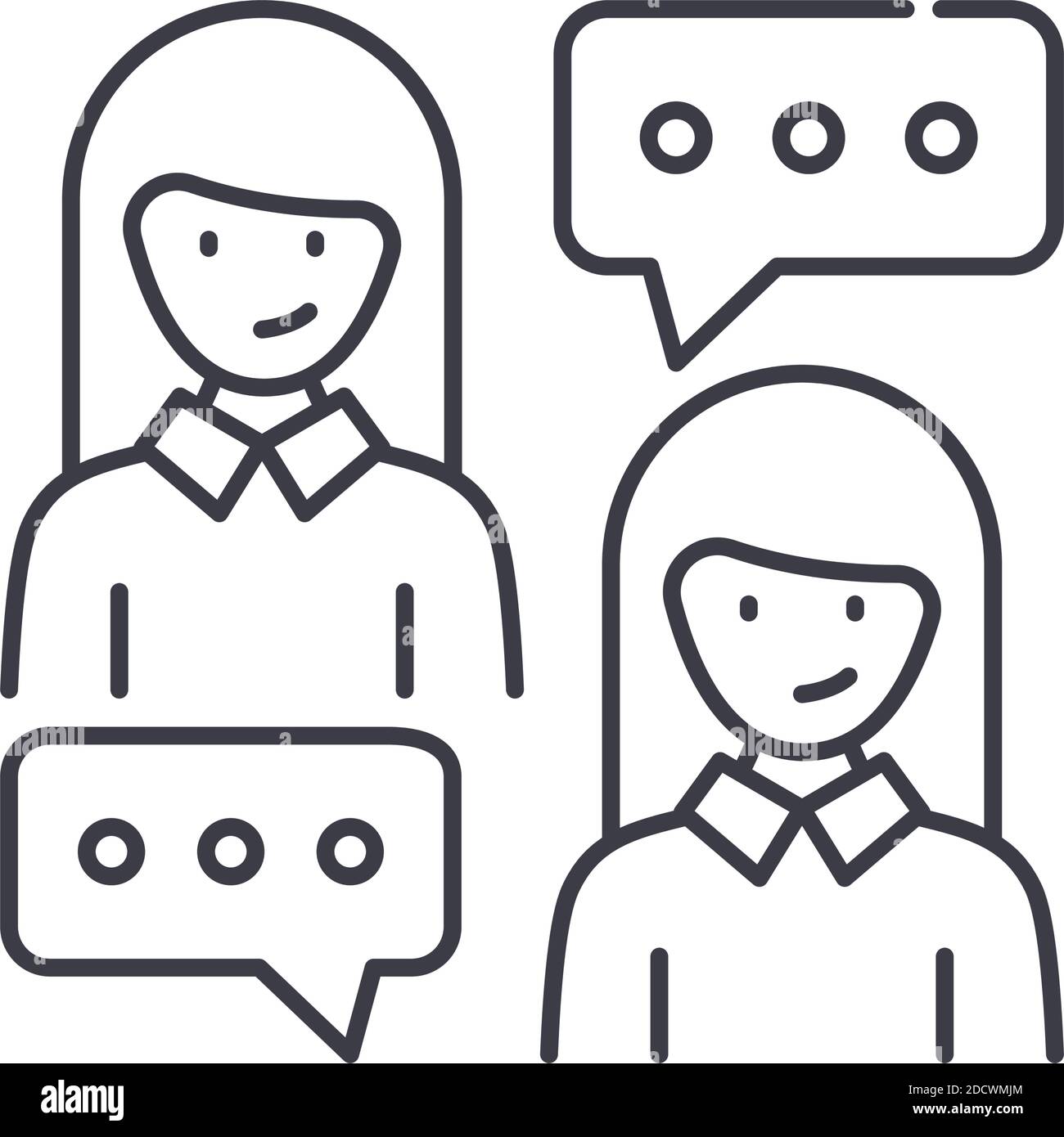 People discussion icon, linear isolated illustration, thin line vector ...