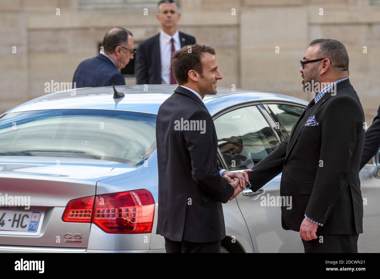 French president Emmanuel Macron (left) Receives Morocco's King ...