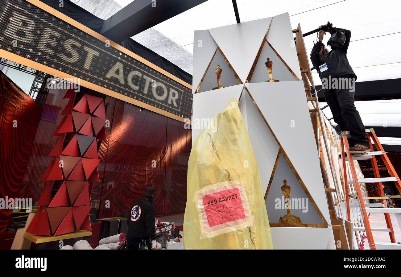 General views of the red carpet setup for the 90th Annual Academy ...