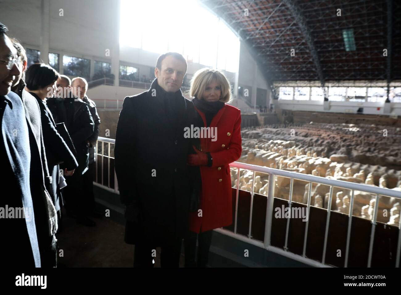 French President Emmanuel Macron and his wife Brigitte Macron the First ...