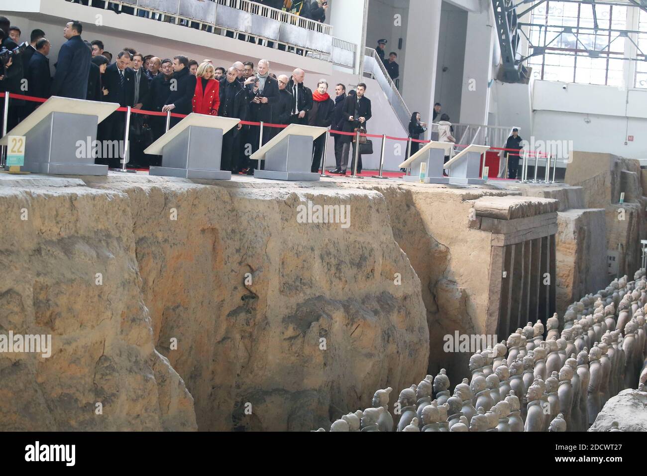 French President Emmanuel Macron and his wife Brigitte Macron the First ...
