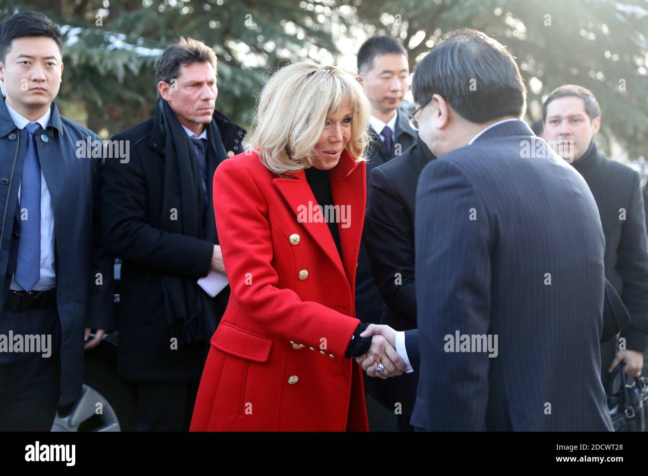 French President Emmanuel Macron and his wife Brigitte Macron the First ...