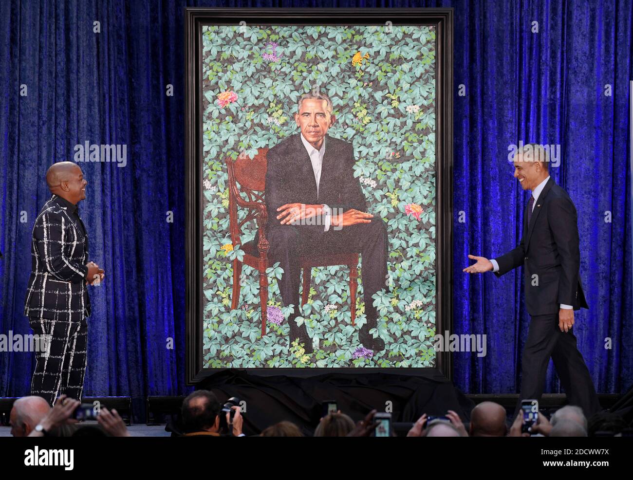 Former President Barack Obama with artist Kehinde Wileyhe, unveils his ...