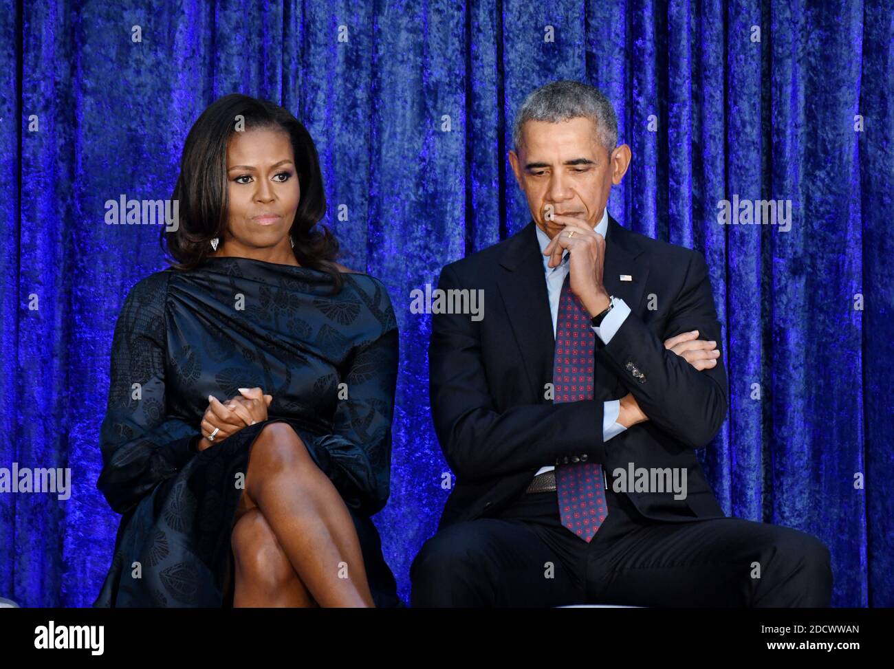 Former President Barack Obama and First Lady Michelle Obama attend the ...