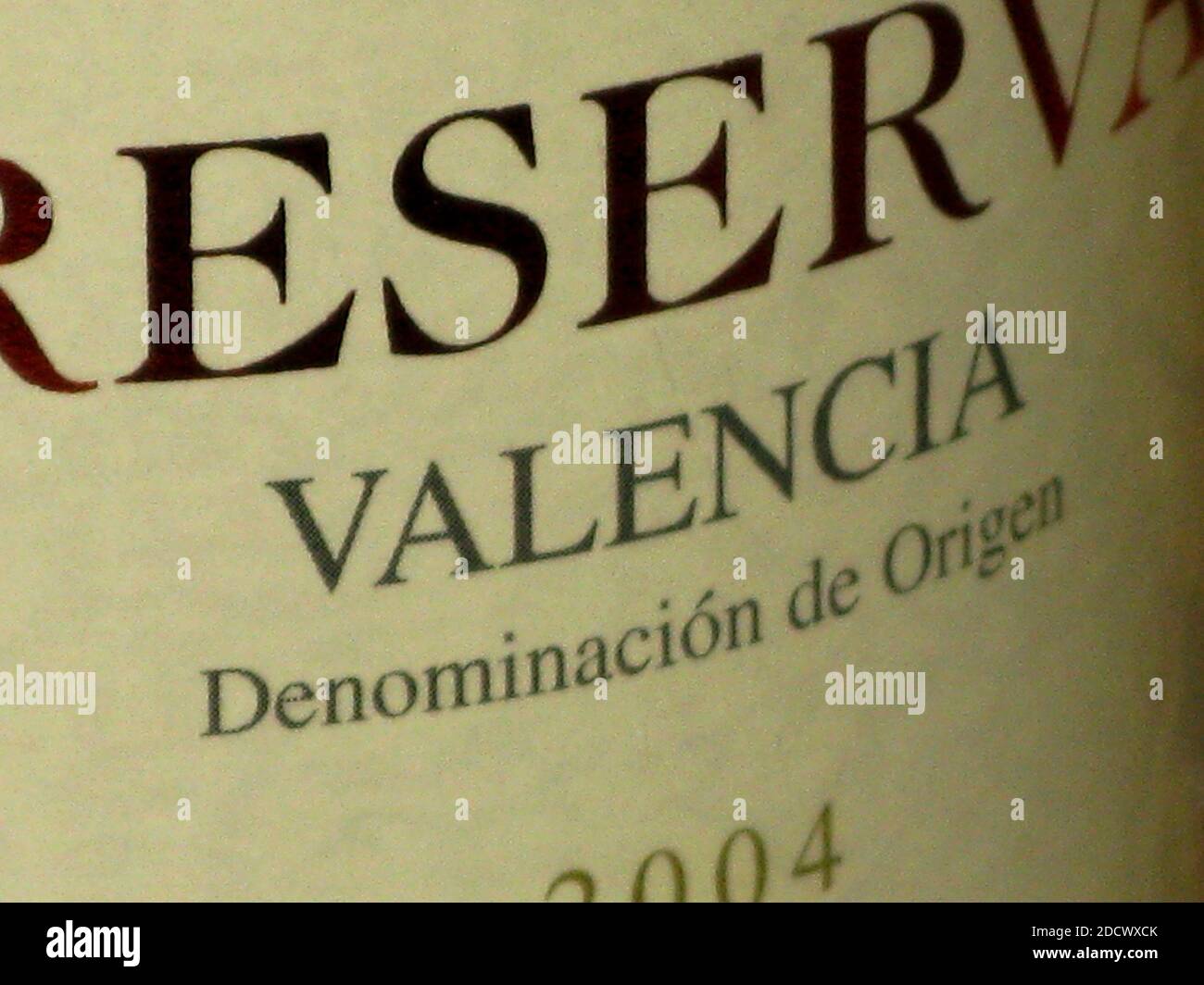 WINE LABEL for Valencia redwine Stock Photo - Alamy
