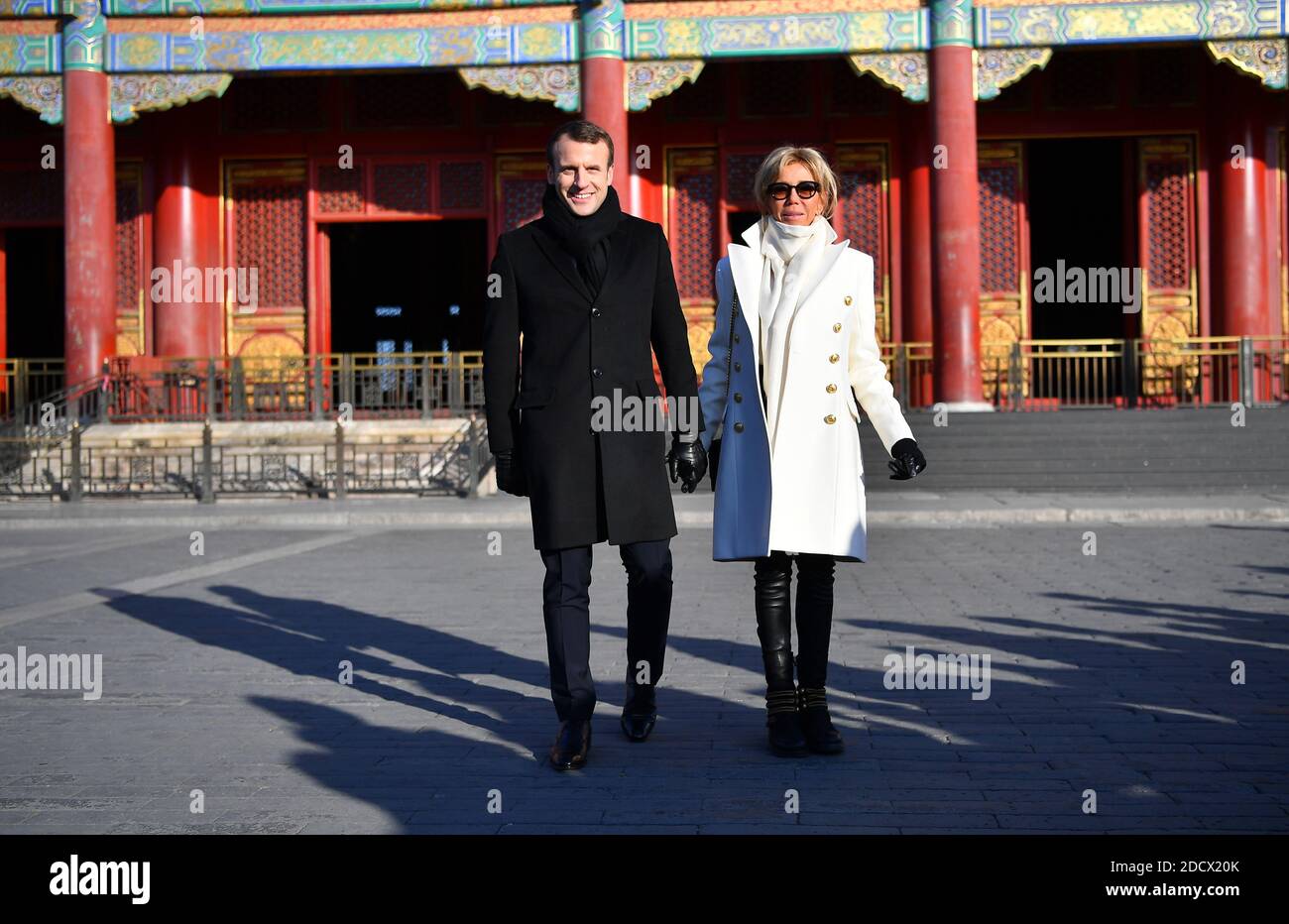 French President Emmanuel Macron and his wife Brigitte Macron visit the ...