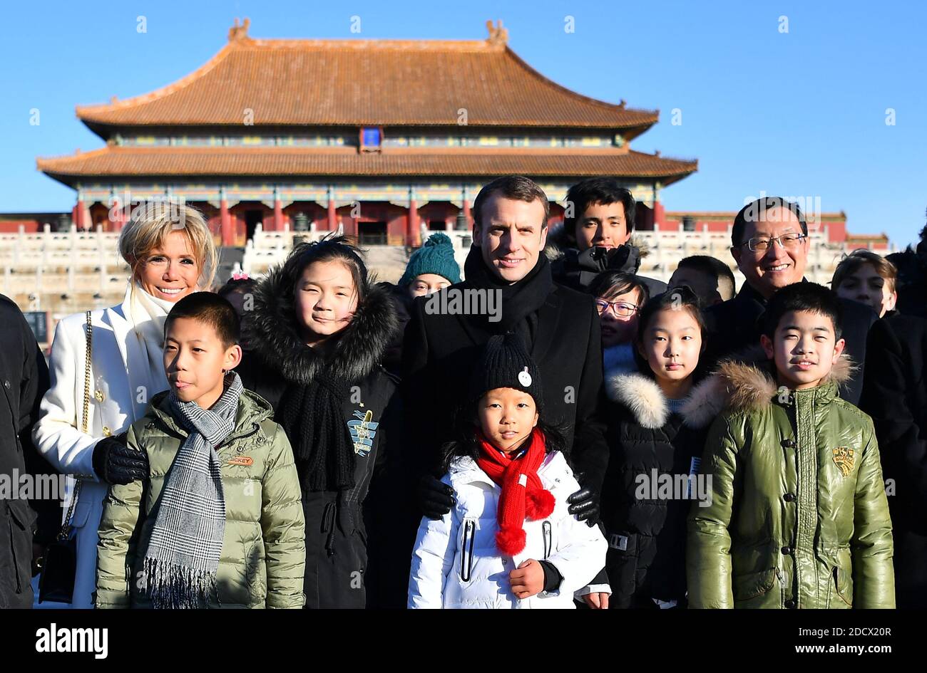French President Emmanuel Macron and his wife Brigitte Macron visit the ...