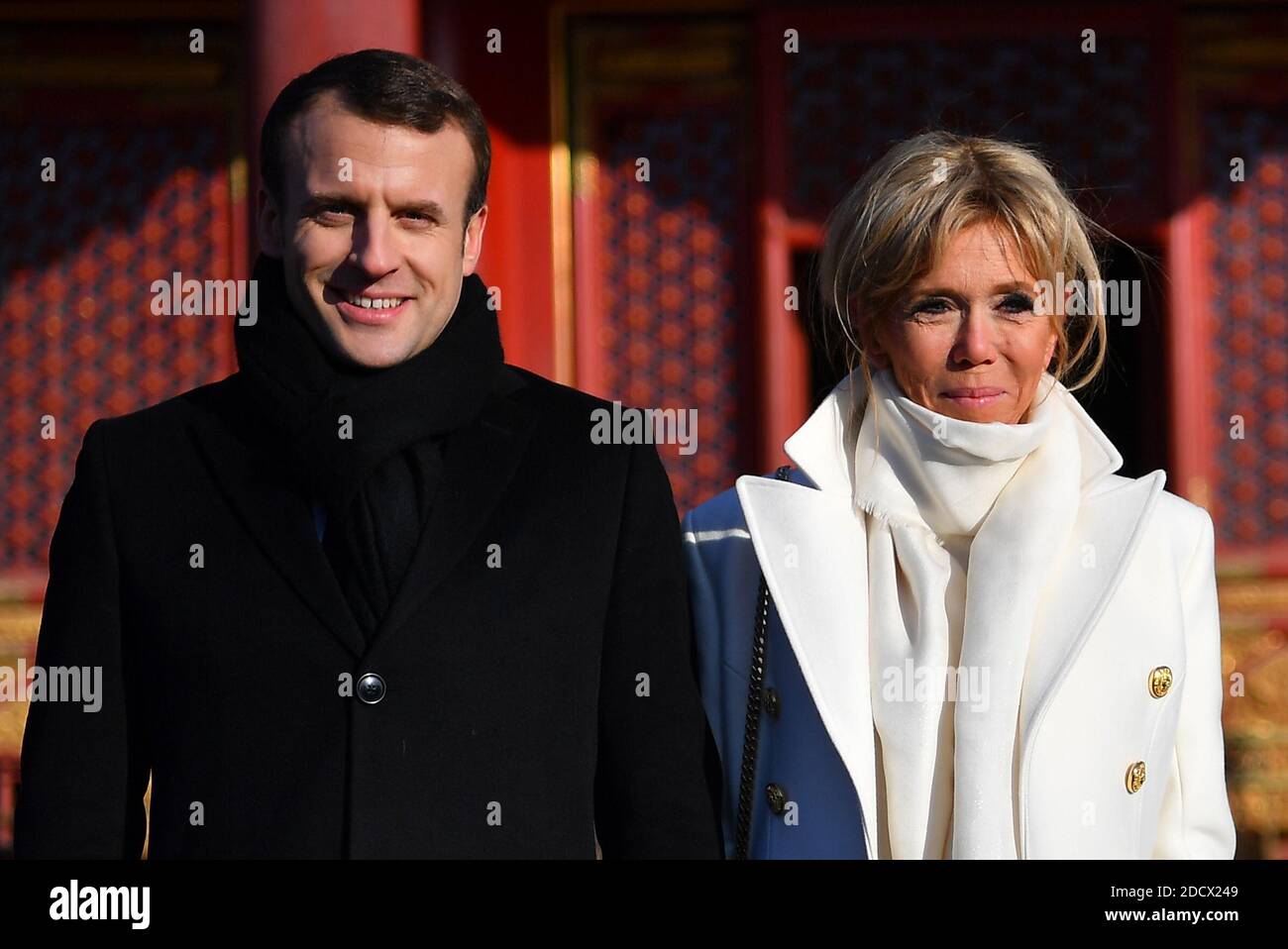 French President Emmanuel Macron and his wife Brigitte Macron visit the ...