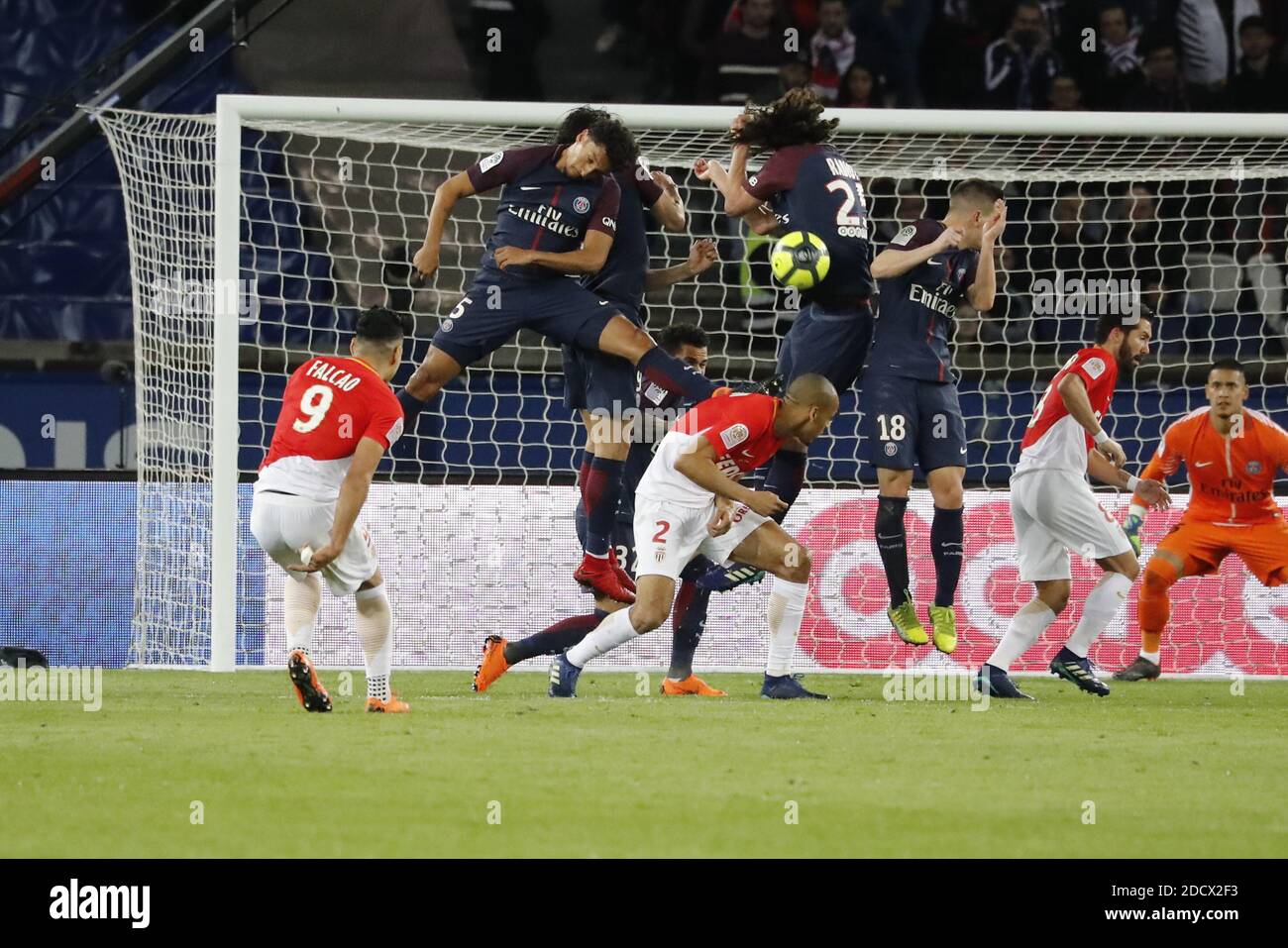 PSG's defense wall during the Ligue 1 Paris Saint-Germain (PSG) v ...
