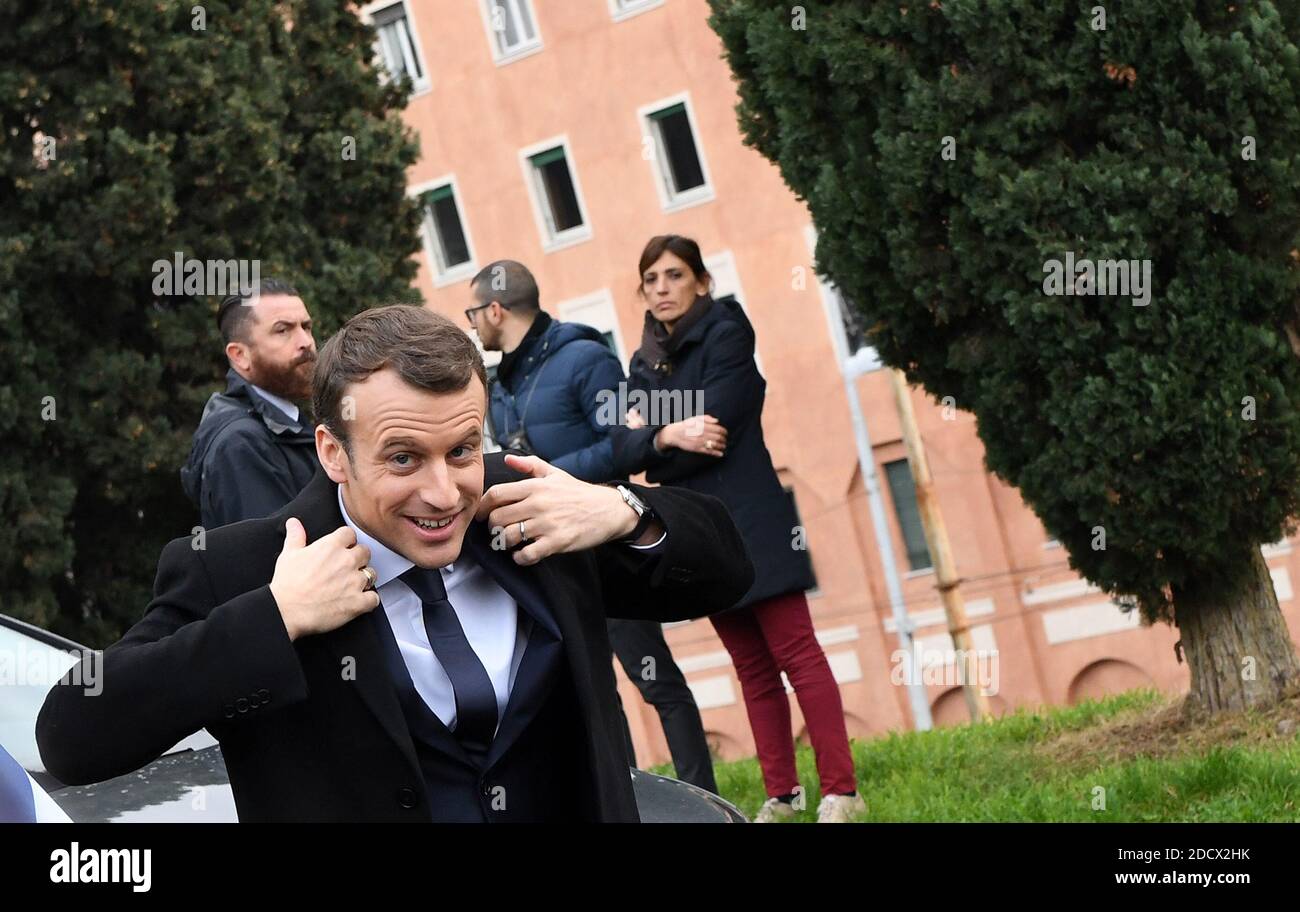France's President Emmanuel Macron before his visit at the Domus Aurea ...