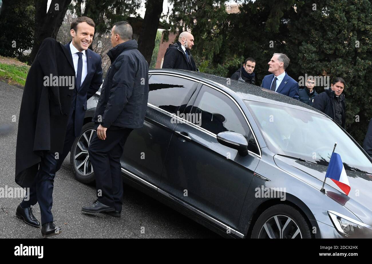 France's President Emmanuel Macron before his visit at the Domus Aurea ...