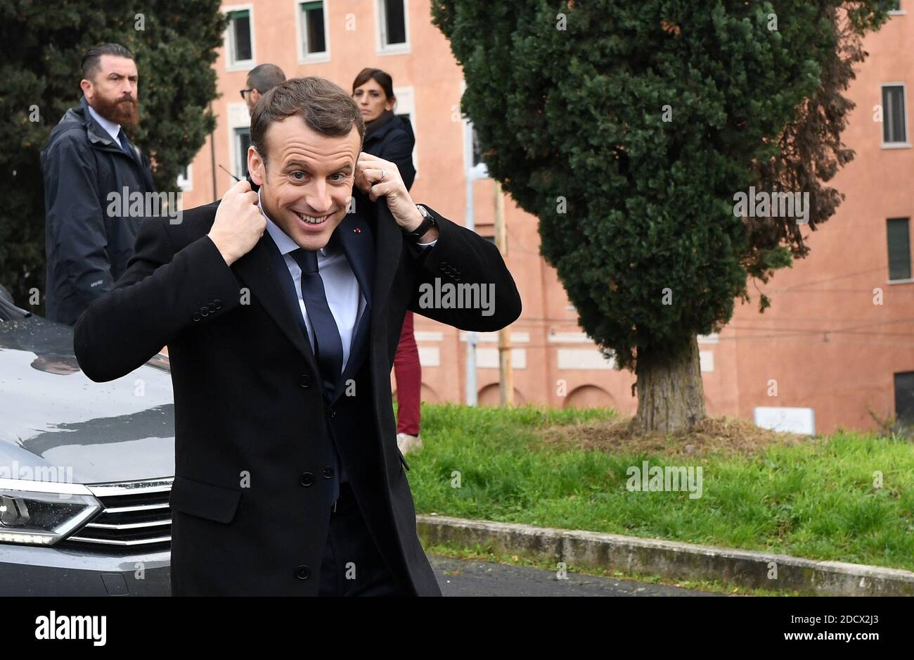 France's President Emmanuel Macron before his visit at the Domus Aurea ...