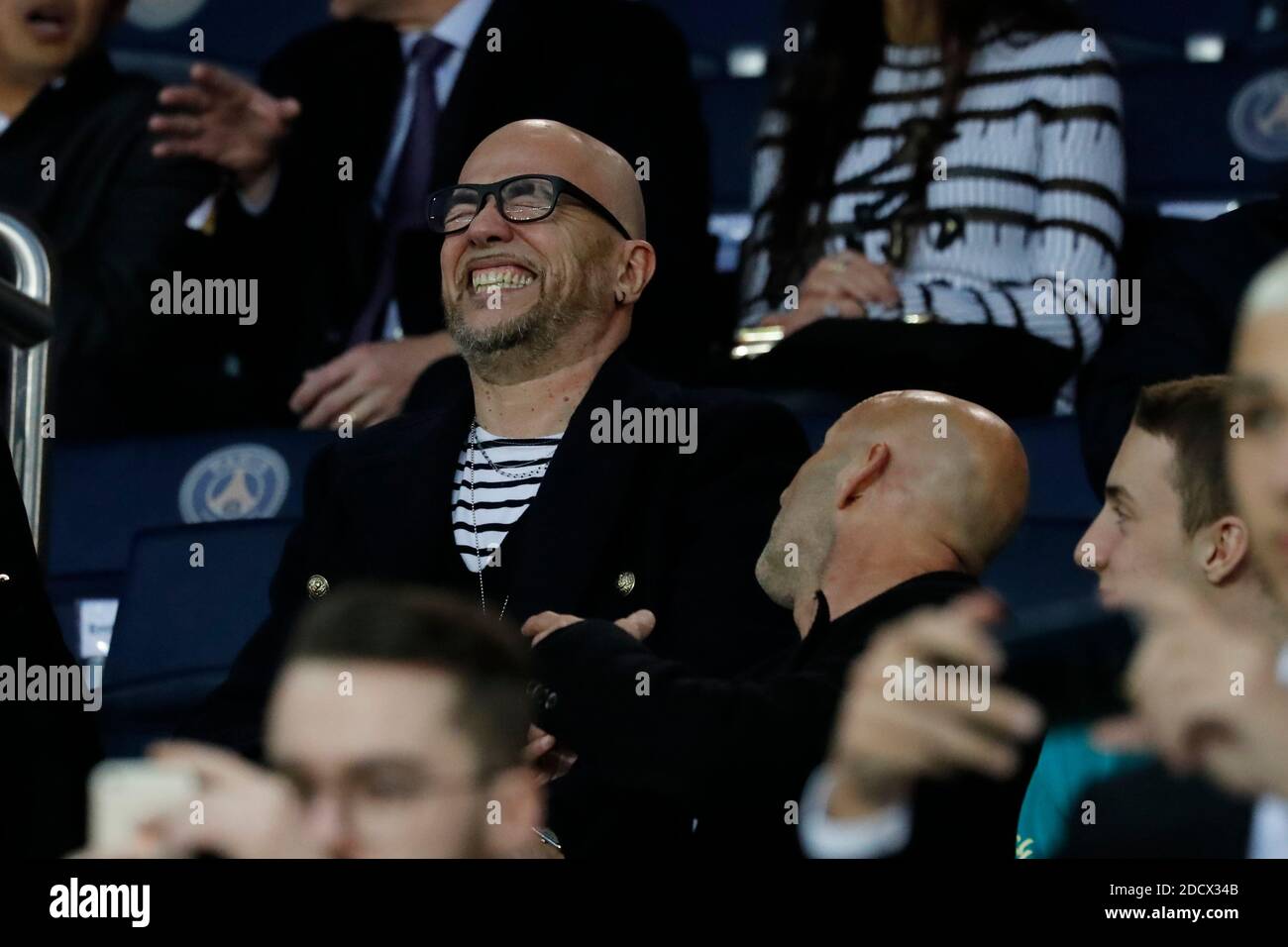 Pascal Obispo and Fabien Barthez watch the Ligue 1 Paris Saint-Germain ...