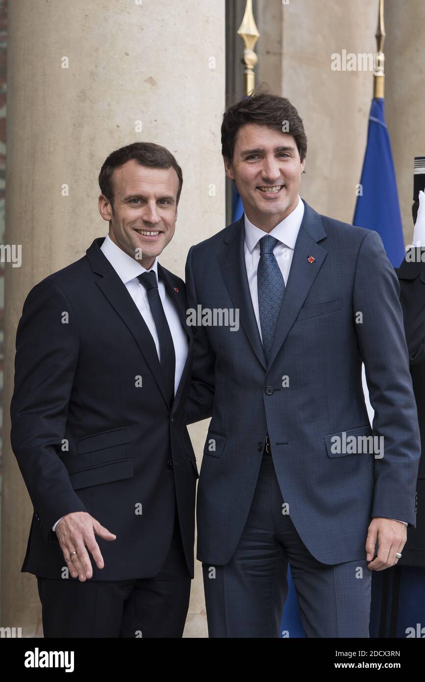 French President Emmanuel Macron meets Canadian Prime Minister Justin ...
