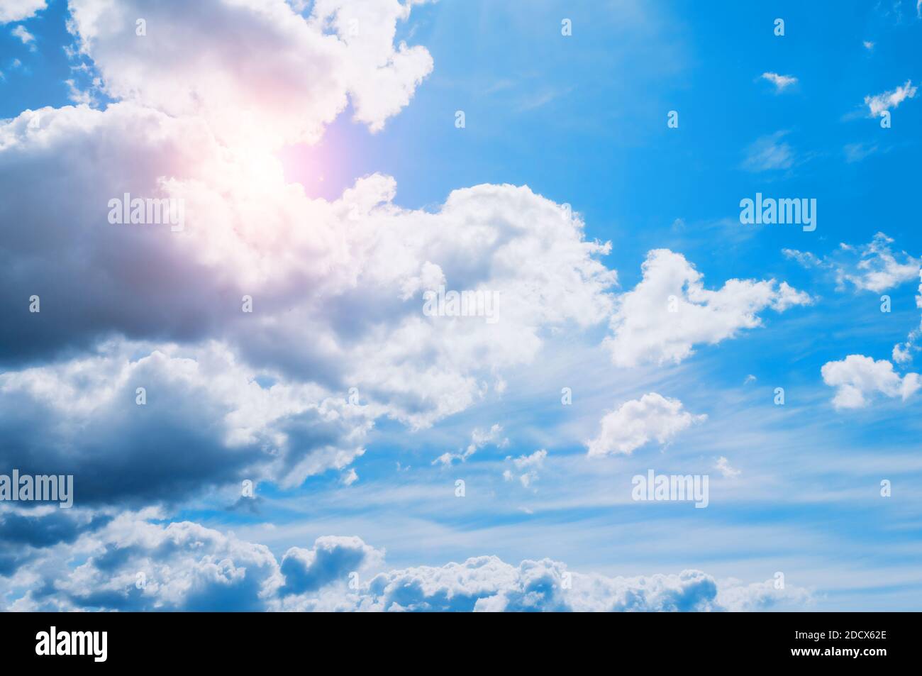 Blue sky background, vast blue sky landscape panoramic scene. Colorful ...