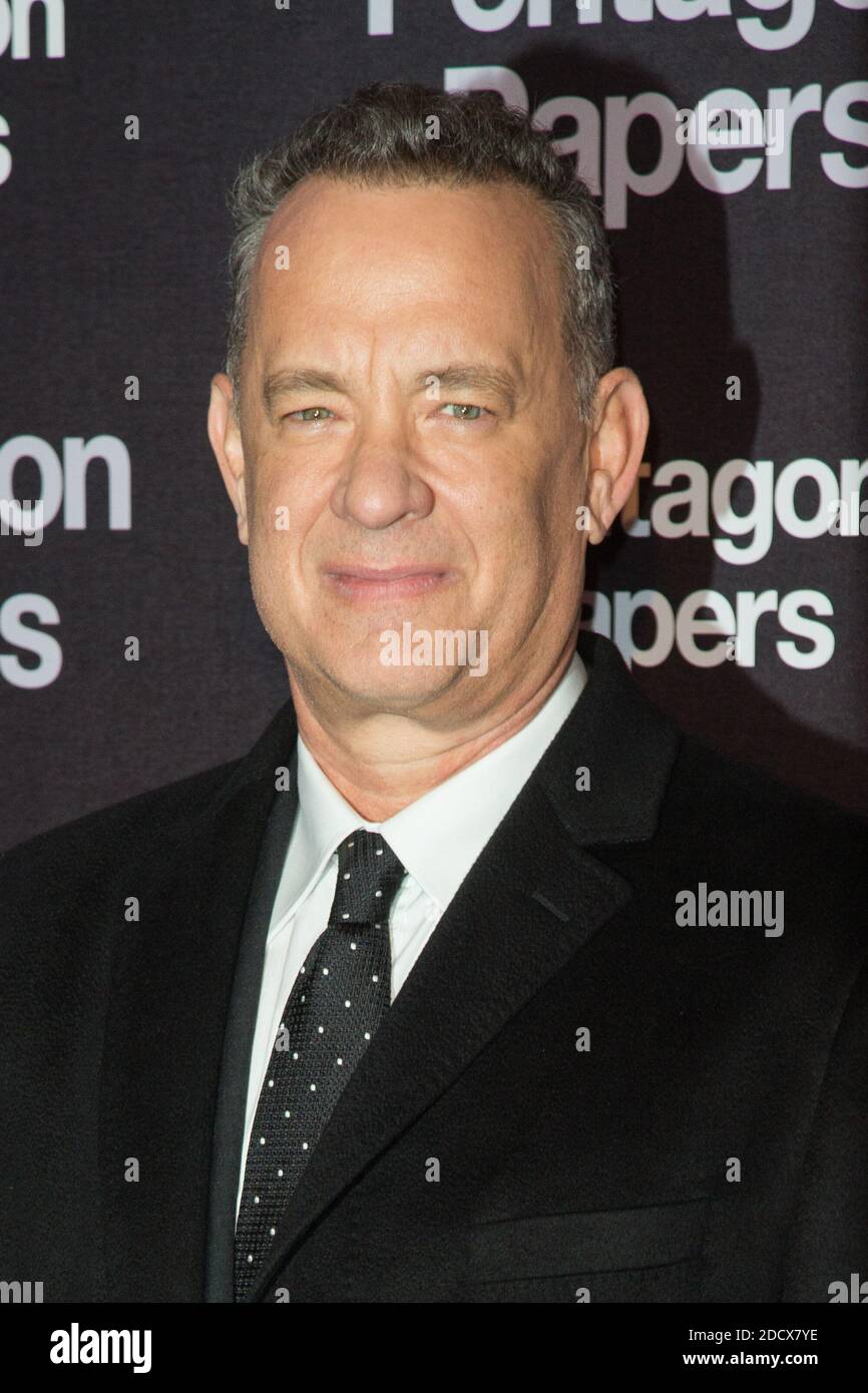 Tom Hanks attends the Pentagon Papers Paris film premiere at UGC ...