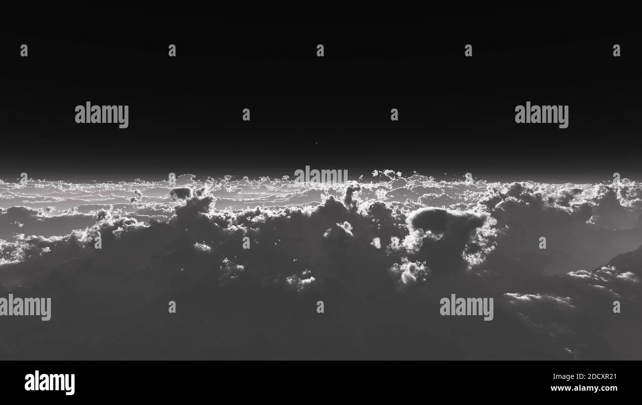 high stratosphere above clouds, 3d illustration Stock Photo - Alamy