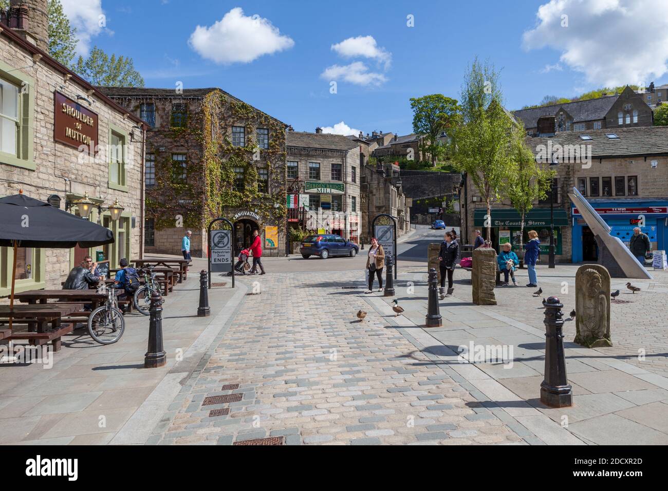 Summer view of Hebden Bridge town centre in West Yorkshire Stock Photo ...