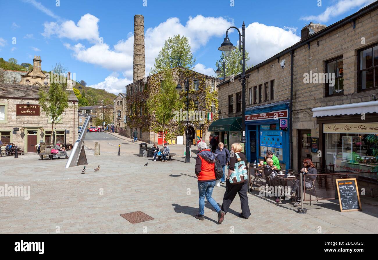Summer view of Hebden Bridge town centre in West Yorkshire Stock Photo ...