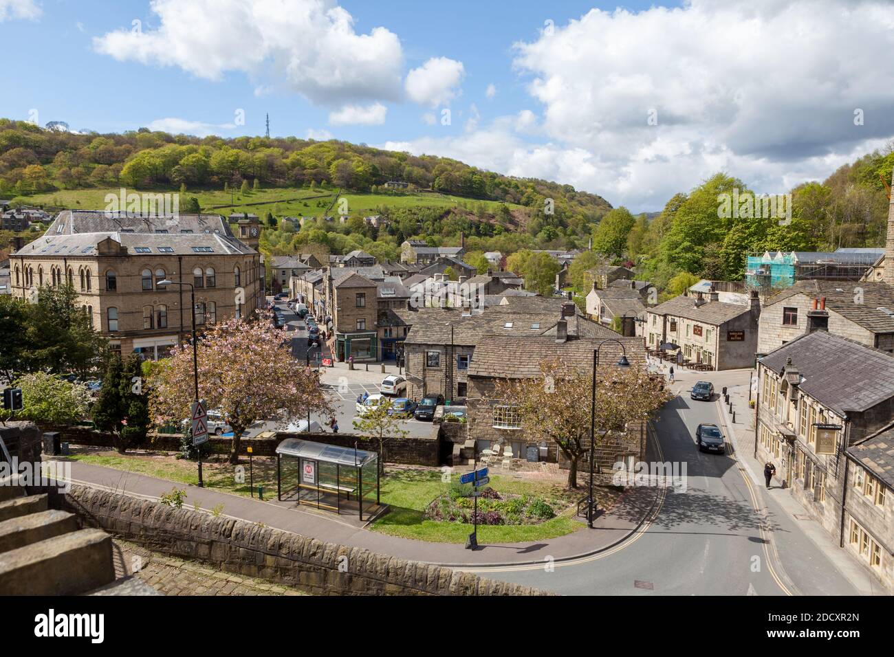 Summer view of Hebden Bridge town centre in West Yorkshire Stock Photo ...