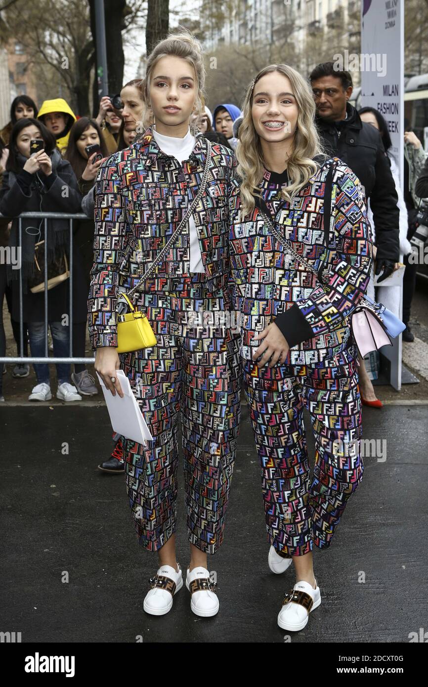 German pop singers Lisa And Lena Mantler are arriving to the fashion ...