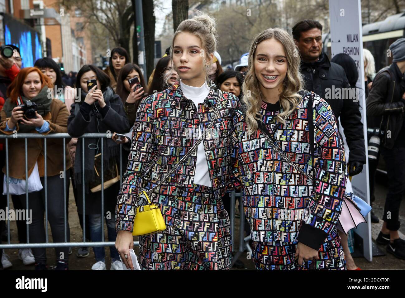 German pop singers Lisa And Lena Mantler are arriving to the fashion ...