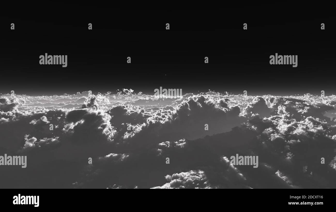 high stratosphere above clouds, 3d illustration Stock Photo - Alamy