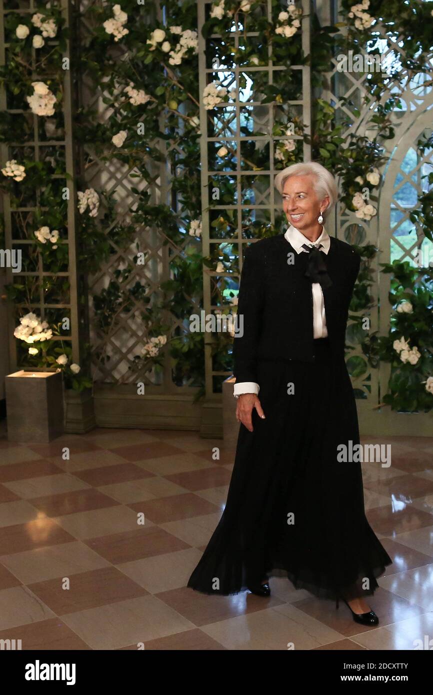 Christine Lagarde arriving in the “Booksellers Area” of the White House ...